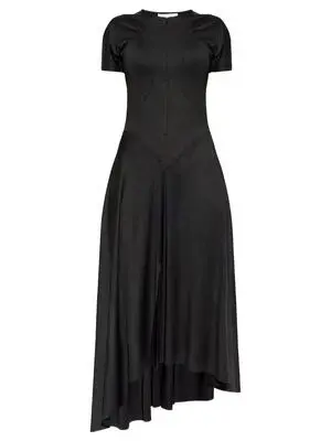 Victoria Beckham Asymmetric Hem Midi Dress - Black