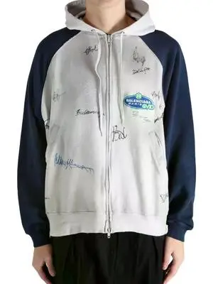 Balenciaga Banana Raglan Oversized Zip Graphic Hoodie - Neutrals