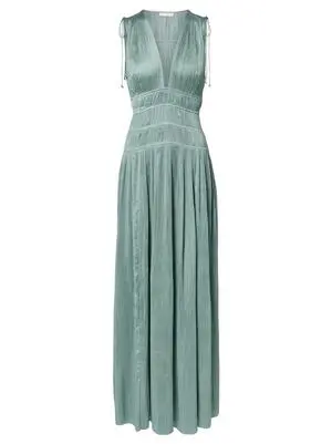 Ulla Johnson Tasneem Satin Plissé Gown - Blue