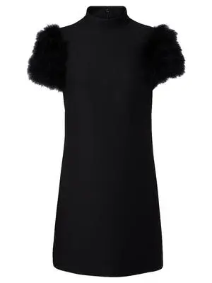 Valentino Garavani Crepe Couture Feather-trimmed Minidress - Black