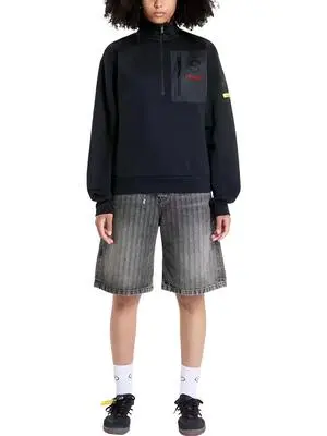 Adidas Logo-print Half-zip Sweatshirt - Black