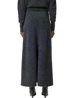 Closed High-waisted Knitted A-line Skirt - Grey
