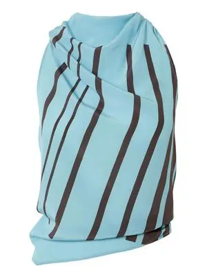 SIR. Rioja Embellished Striped Silk-crepe Halterneck Top - Blue