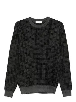 DIKTAT Crew Neck Sweater With Rectangle Pattern - Black