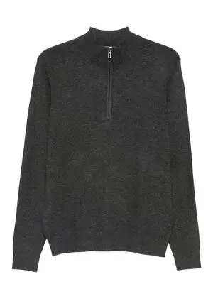 DIKTAT Mock Neck Half-zip Sweater - Grey