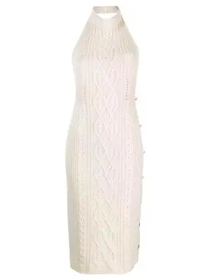 Palm Angels Open-back Knitted Midi Dress - Neutrals