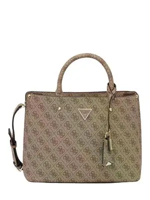 Guess Monogram Pattern Crossbody Bag - Brown
