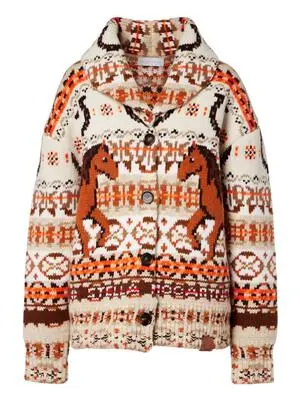 Stella McCartney Intarsia Virgin Wool Shawl Collar Cardigan - Multicoloured
