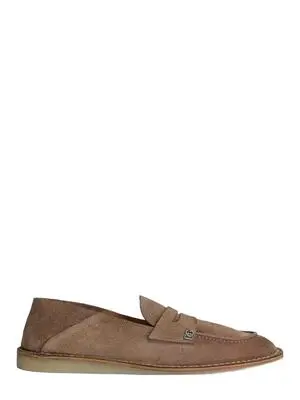 Dolce & Gabbana Logo Plaque Loafers - Brown