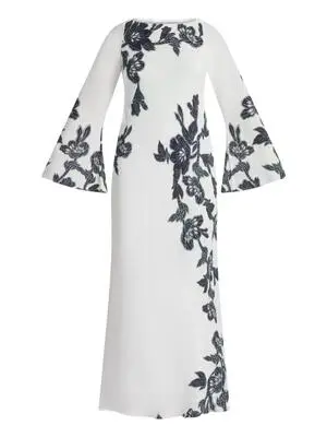 Hemant & Nandita Aahi Bell-sleeve Floral Maxi Dress - White