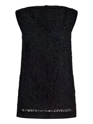 Proenza Schouler Virginie Fringe Embroidery Top - Black