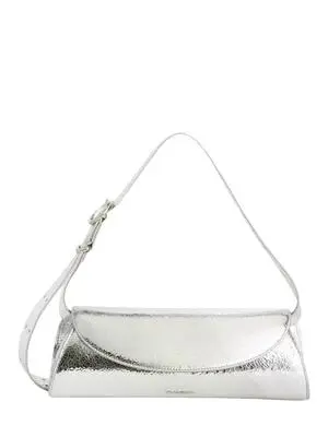 JIL SANDER Small Cannolo Shoulder Bag Silver