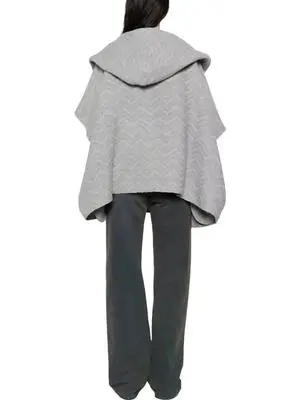 Missoni Hooded Cape With Chevron Pattern - Grey
