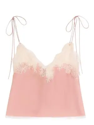 Valentino Garavani Silk Lace-trim Camisole - Orange