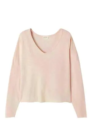 American Vintage Sonoma Long Sleeve V-neck T-shirt - Pink