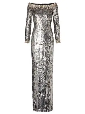Jenny Packham Sequined Gown - Silver