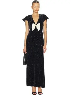 LoveShackFancy Melora Velvet Maxi Dress - Black