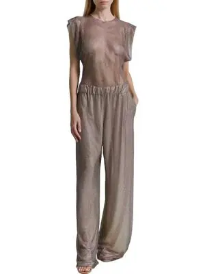 Alberta Ferretti Sleeveless Round Neck Top - Silver