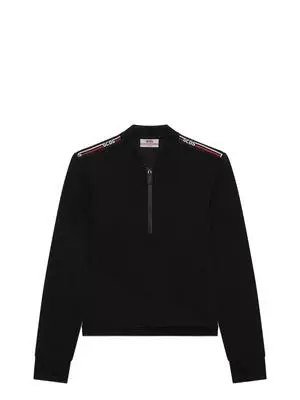 Gcds Zip-collar Sweater With Shoulder Detail - Black