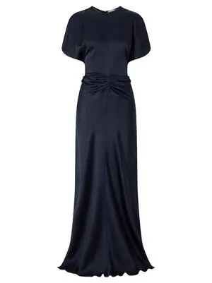 Victoria Beckham Ruched Satin Maxi Dress - Blue