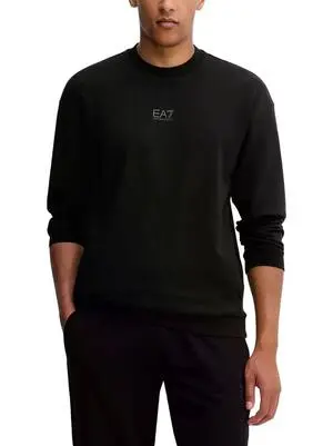 EA7 Logo-detail Crew-neck Sweatshirt - Black