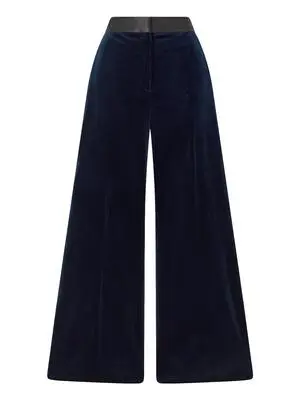 Victoria Beckham Alina Velvet Wide-leg Trousers - Blue