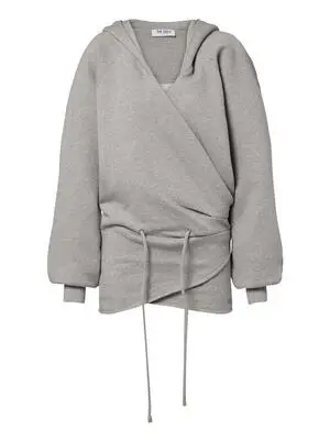 Attico Cotton Jersey Hooded Sweatshirt Dress - Grey