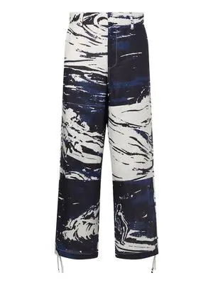 Commas Printed Linen Straight Leg Trousers - Multicoloured