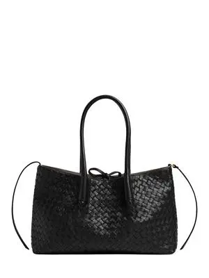 Bottega Veneta Bottega Veneta Leather Reversible Tote Bag Silver
