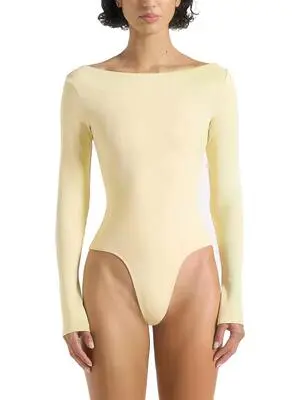 Manière De Voir Maniere De Voir Boat-neck Long Sleeve Bodysuit - Yellow