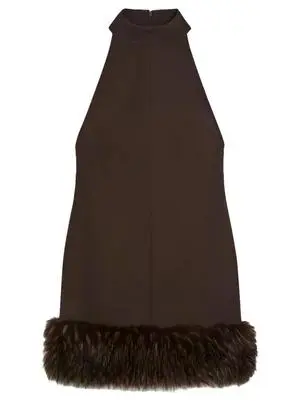 Apparis Matisse Mini Dress With Faux-fur Trim - Brown