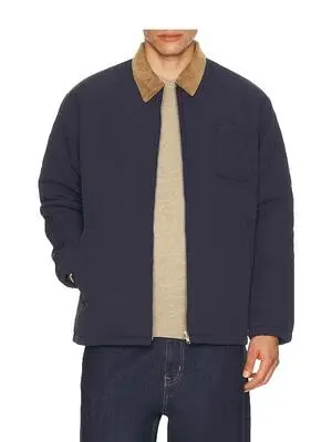 BOUND Quilted Jacket With Corduroy Collar - Navy