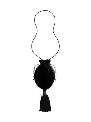 Le Sundial Lee" Tasseled Velvet Shoulder Bag - Black