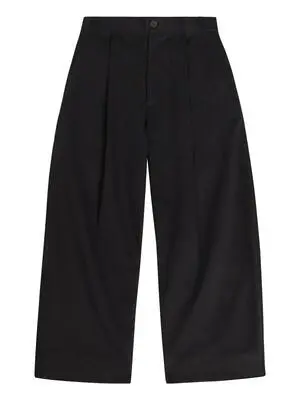 Studio Nicholson Peached Pleated Wide-leg Cotton-twill Trousers - Black