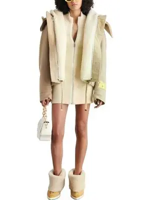 Off-White Hooded Short Parka Coat - Neutrals