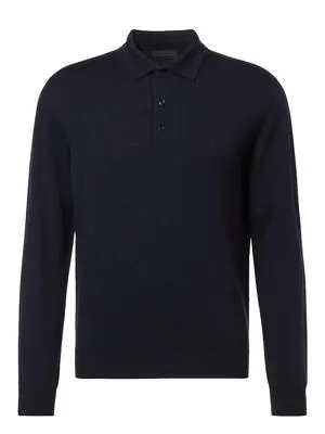 SAMAN AMEL Allen Wool Polo Sweater Blue