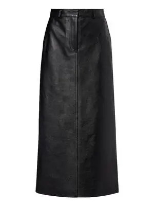 TOTEME Leather Midi Skirt - Black