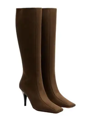 Stella McCartney Knee-high Square Toe Zip-up Boots - Brown