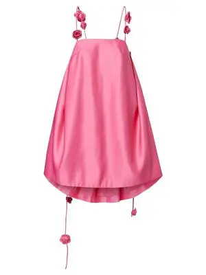 LEO LIN Fiona Floral-applique Satin Minidress - Pink