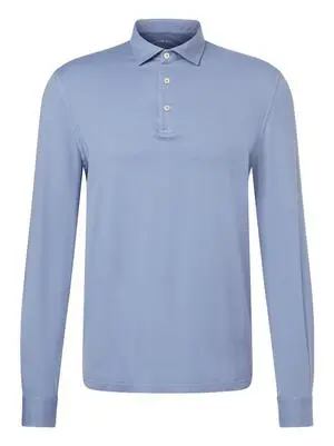 Fedeli Zero Cotton Jersey Polo Shirt - Blue