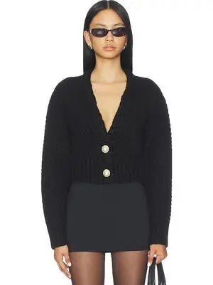 Majorelle Phiala Braided Knit Cropped Cardigan - Black
