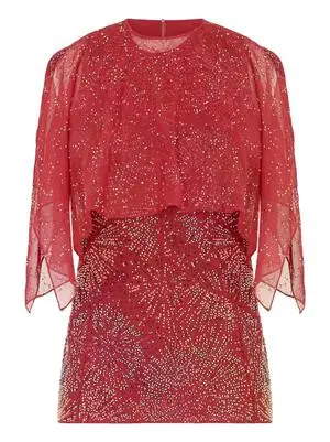 Rabanne Embellished Cape Top - Red