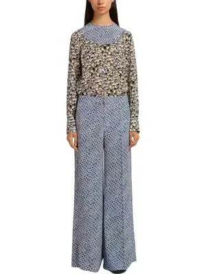 MARNI Marni Printed Silk Crêpe De Chine Wide-Leg Trousers