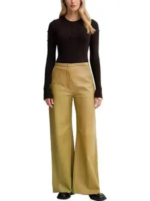 SESSUN Cut-out Ribbed Knit Top - Brown