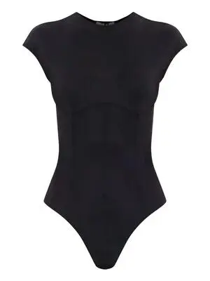 AGOLDE Nadia Crew Neck Bodysuit With Seam Detail - Black