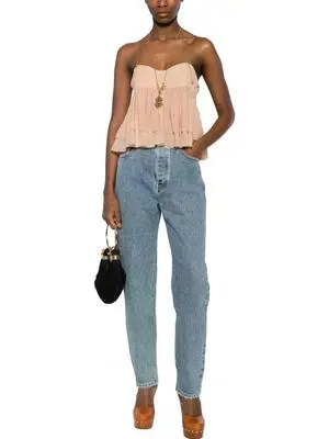 Chloé Sleeveless Chain-strap Top In Silk Georgette - Neutrals