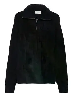 Officine Générale Half-zip Ribbed Sweater - Blue