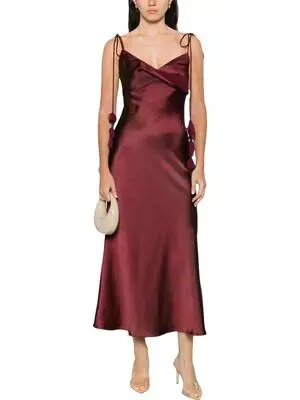 SELF-PORTRAIT Self-Portrait Midi Dress With Tie Straps Red