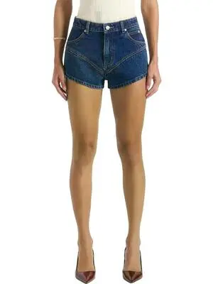 Manière De Voir Contour-detail Denim Mini Shorts - Blue