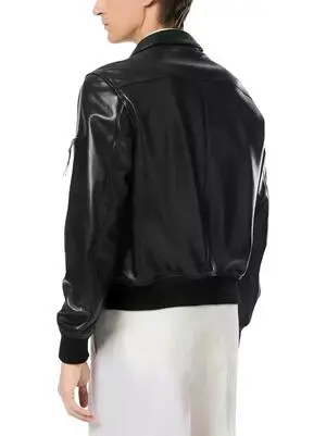 TOM FORD Collared Leather Bomber Jacket - Black